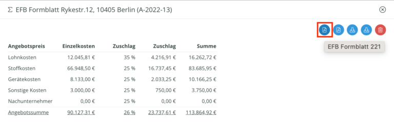 EFB Formblatt im Programm: Einfache Anleitung