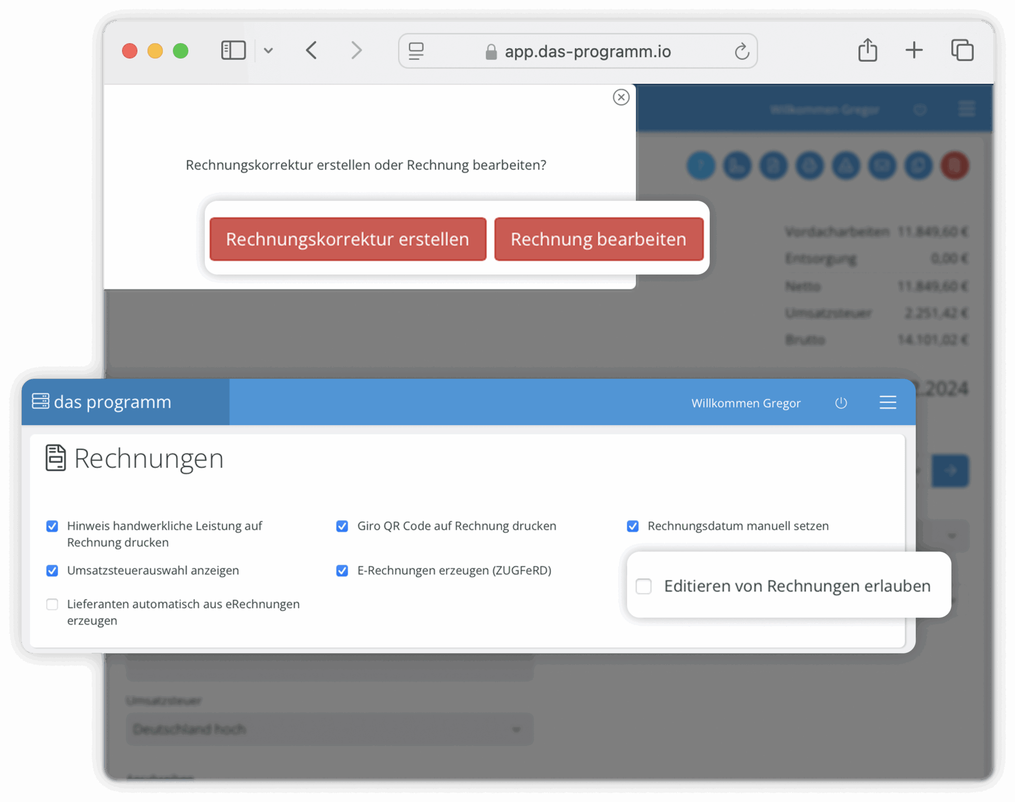 Rechnungen - Das Programm
